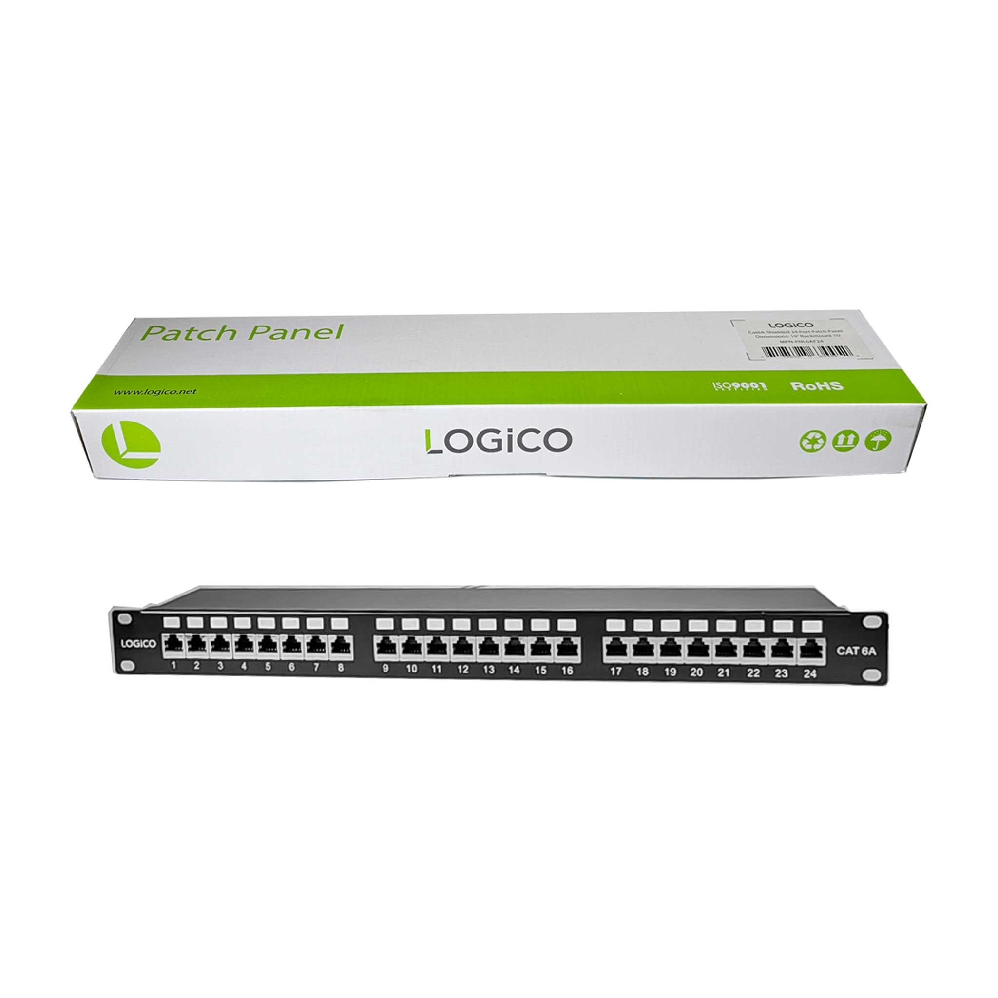 Best Cat6a 24 Port Shielded Patch Panel Ethernet Network LAN RJ45 1U R ...