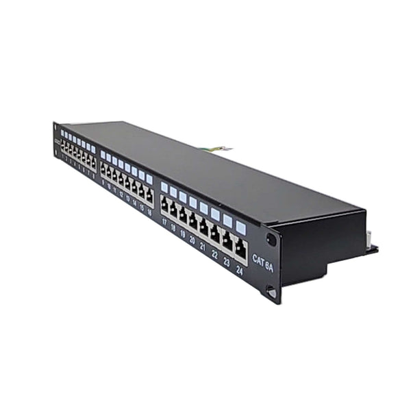 Best Cat6a 24 Port Shielded Patch Panel Ethernet Network LAN RJ45 1U R ...
