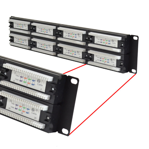Cat5e 48 Port Patch Panel | 2U Rack Mount Ethernet RJ45 | Management ...