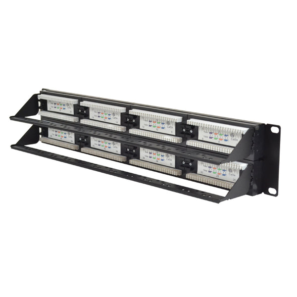 Cat5e 48 Port Patch Panel | 2U Rack Mount Ethernet RJ45 | Management ...